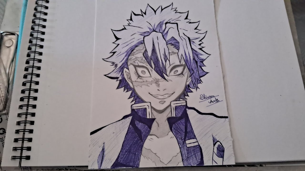 How to draw sanemi Shinazugawa drawing easy step by step/demon slayer ...