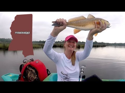 Redfish in the Marsh kayak fishing Pascagoula Mississippi - YouTube