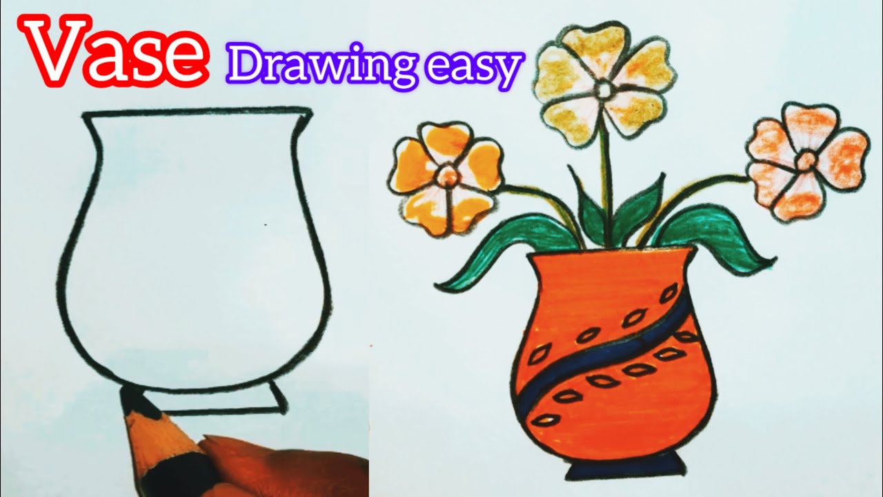 How to draw a Vase || Easy Vase drawing || Flower pot drawing easy || # ...