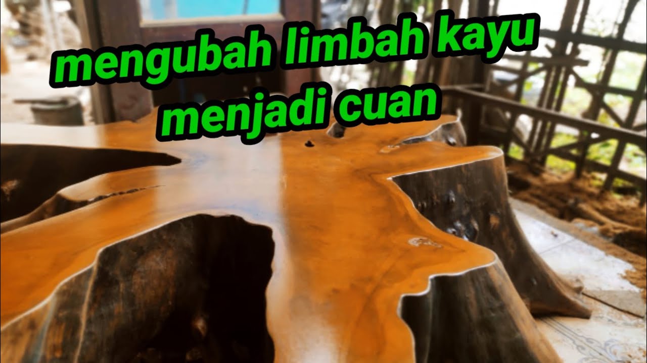 membuat meja dari sisa akar kayu jati - YouTube
