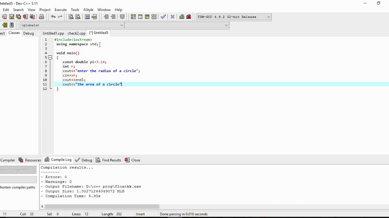 C Program Area Of Circle YouTube C Program Area Of Circle YouTube