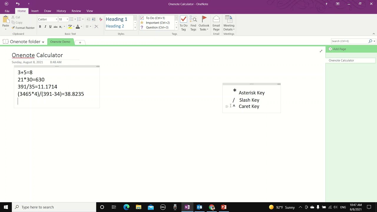 How to use OneNote Calculator - YouTube