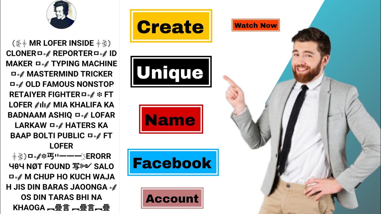 How To Make Unique Long Name Facebook Account 2023 | How to Create ...