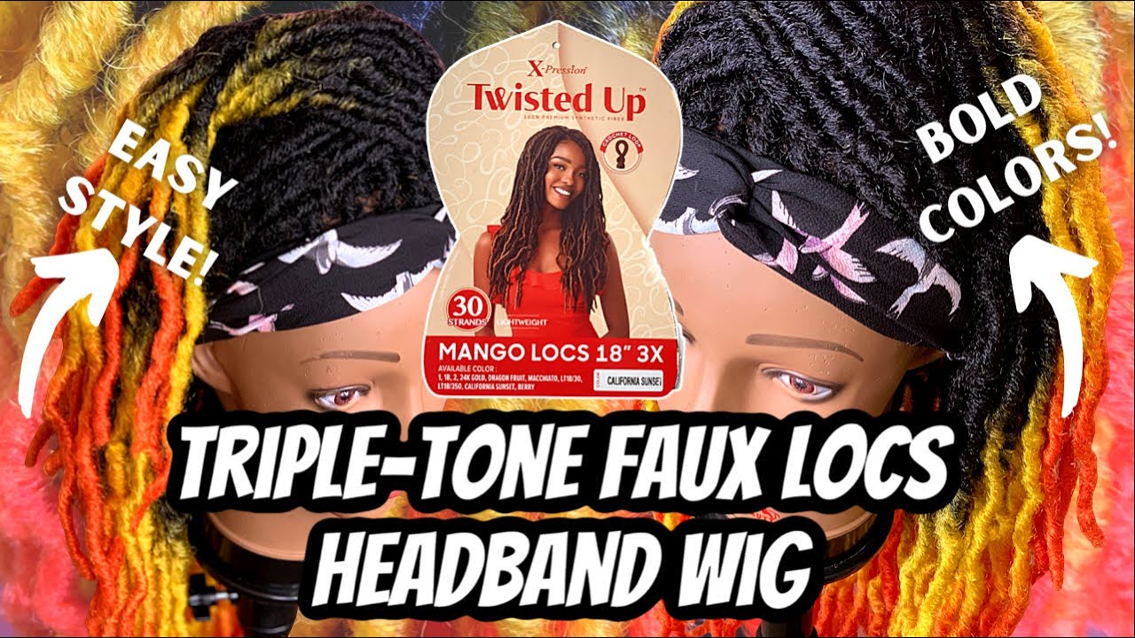 How To DIY Headband Wig: Triple Tone Faux Locs | Outre 18" 3X Mango ...