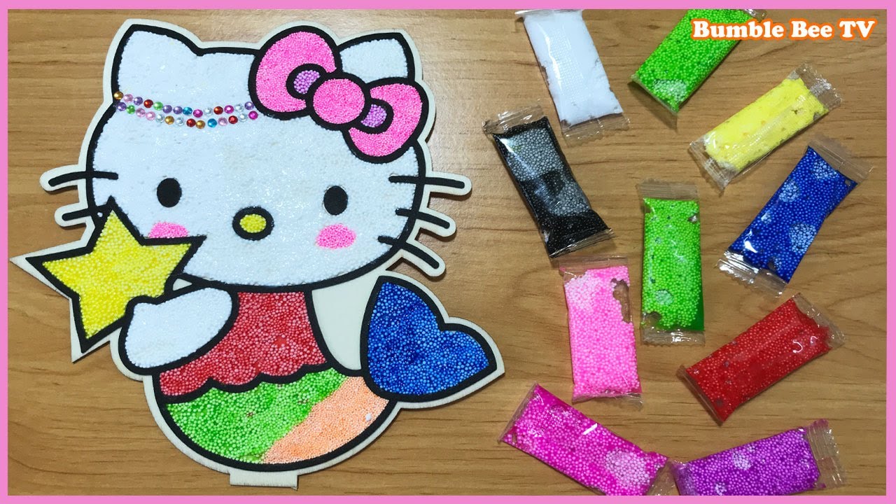 HELLO KITTY MERMAID FOAM SLIME PAITING/TRANH BỌT XỐP TIÊN CÁ HELLO ...