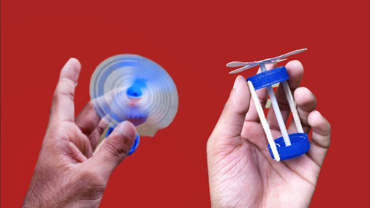 How to make simple flying toy at home||how to make flying helicopter ...