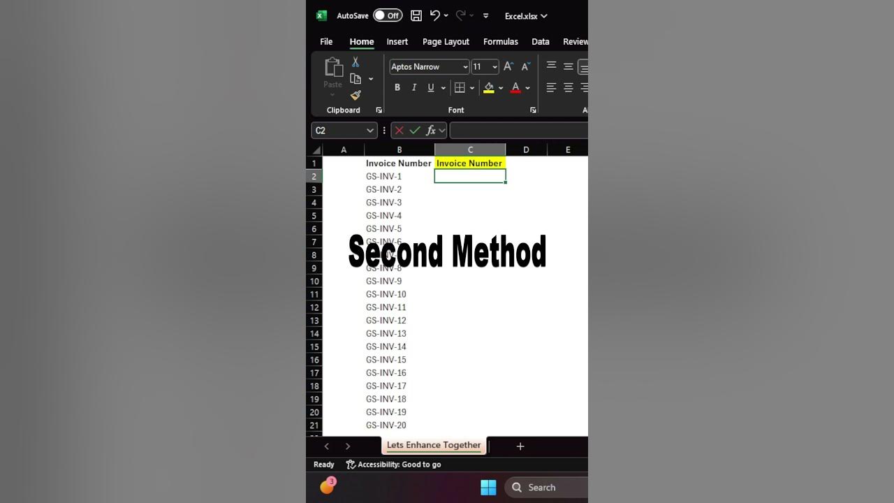 Generate Invoice Number In Excel Excel Hacks Excel Tricks Shorts Shortsfeed Excel
