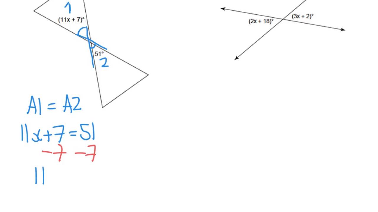 Forming equations: opposite angles - YouTube