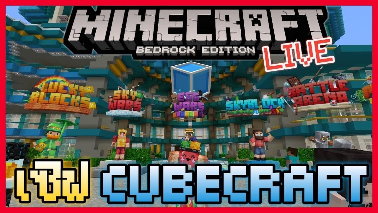 Live Minecraft PE เล่นเซิฟ CubeCraft /The Hive กับคนใน Discord - YouTube