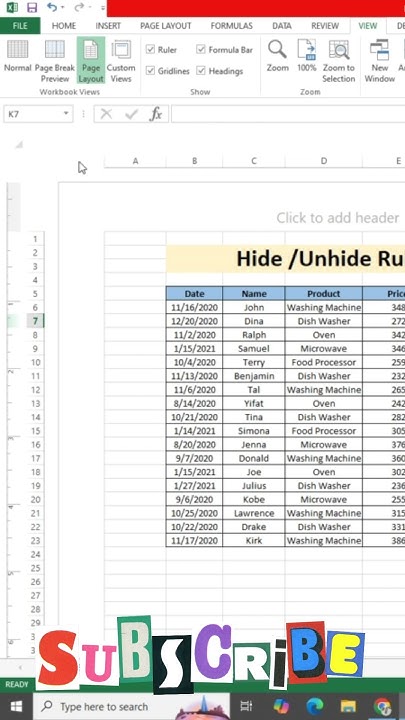 How to Hide and Unhide the Ruler in Excel | Simple Layout View Guide ...