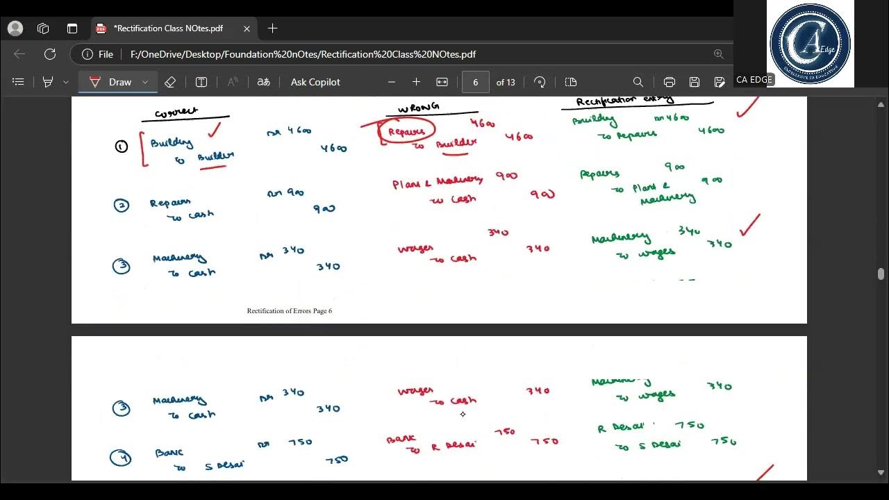 Rectification of Errors CA FOUNDATION JAN 2025 REVISION - YouTube