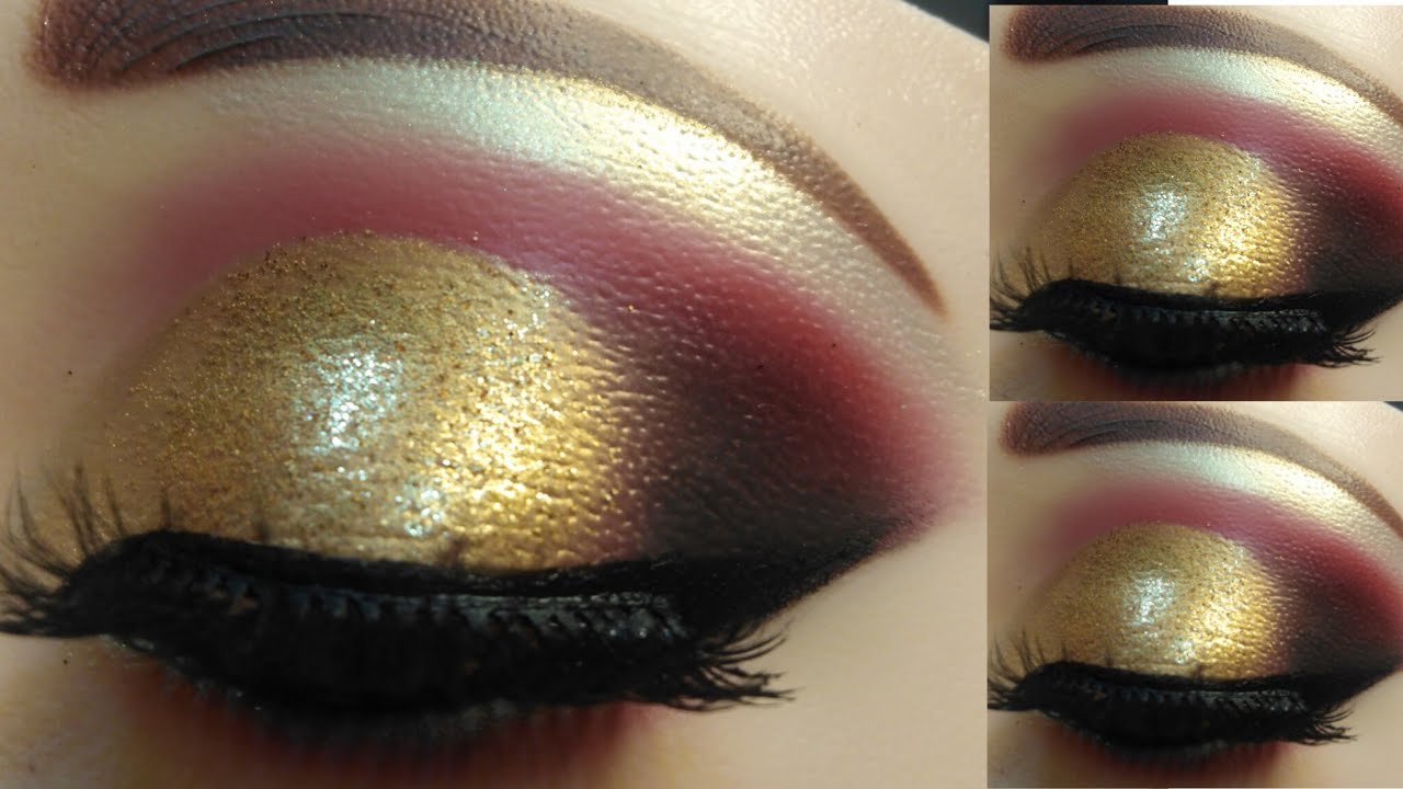 Golden Glitter Cut Crease Tutorial | Asian Bridal glitter eye makeup ...