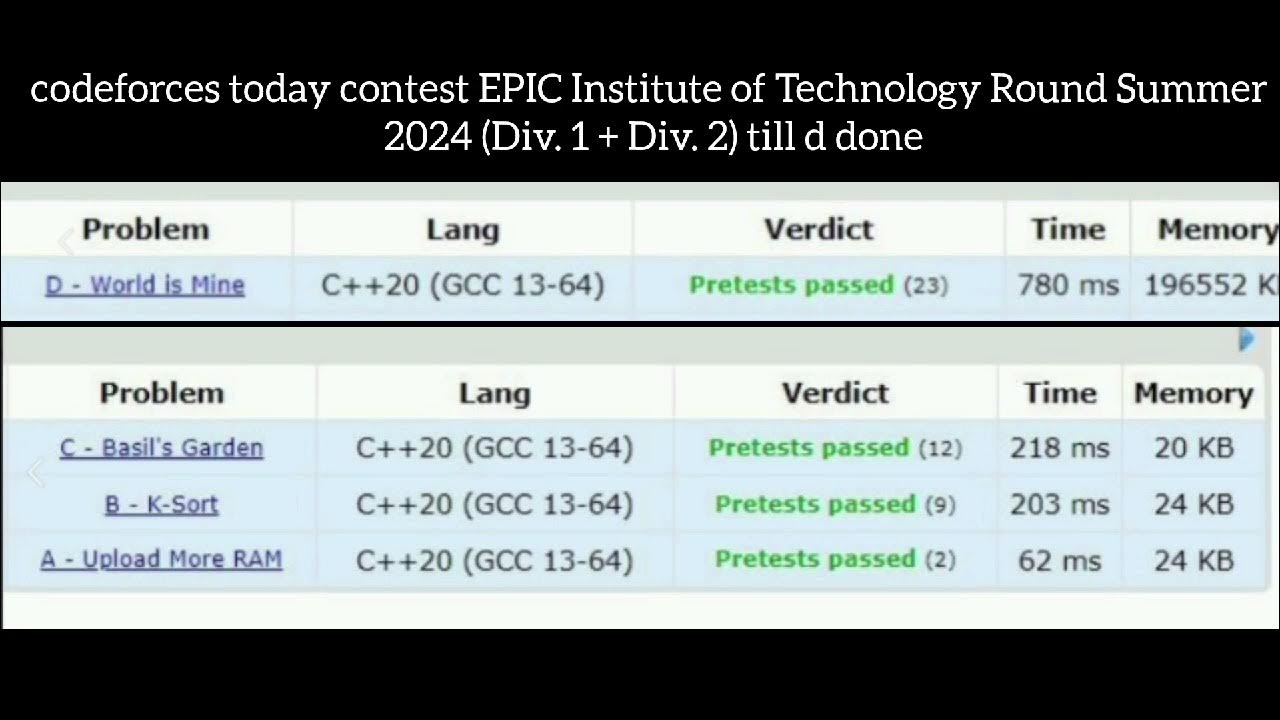 codeforces today solution EPIC Institute of Technology Round Summer 2024 (Div. 1 + Div. 2) till ...
