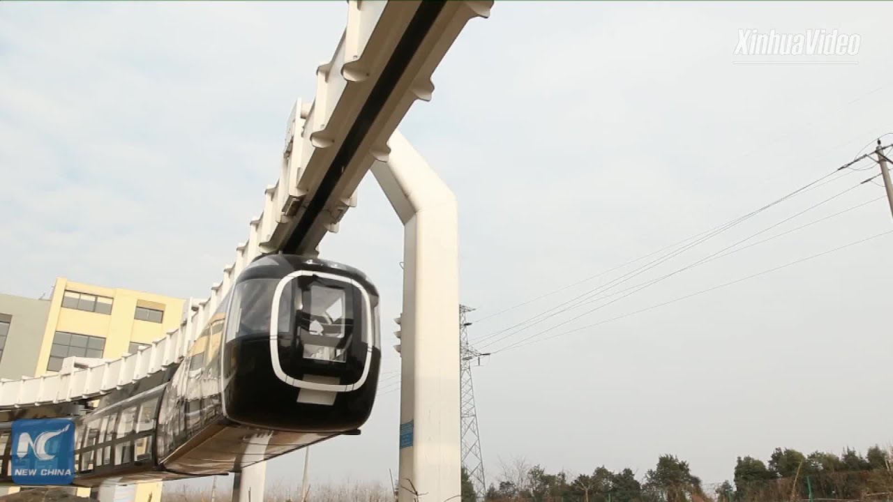 China unveils transparent, suspended "Sky Train" - YouTube