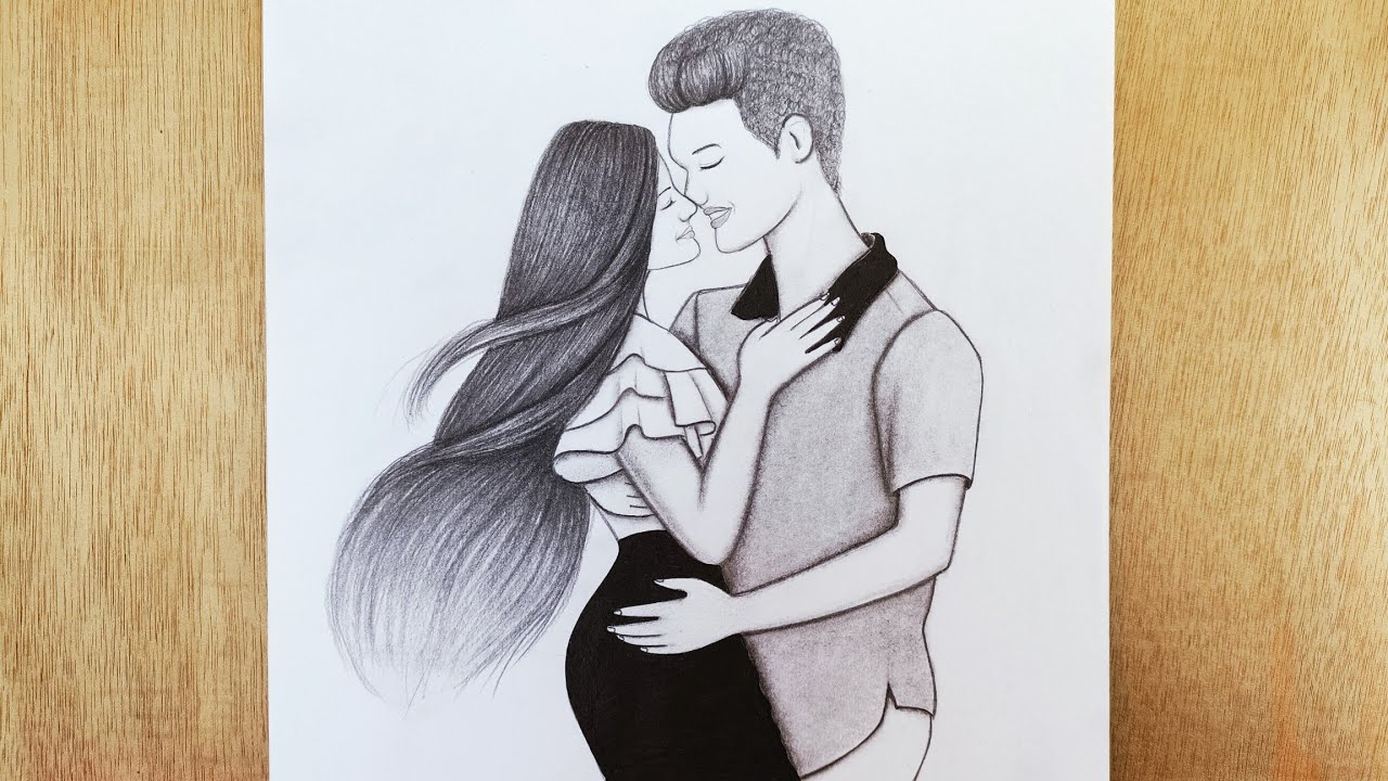 Romantic Couple Drawing || How to draw Romantic Girl and Boy | Couple ...