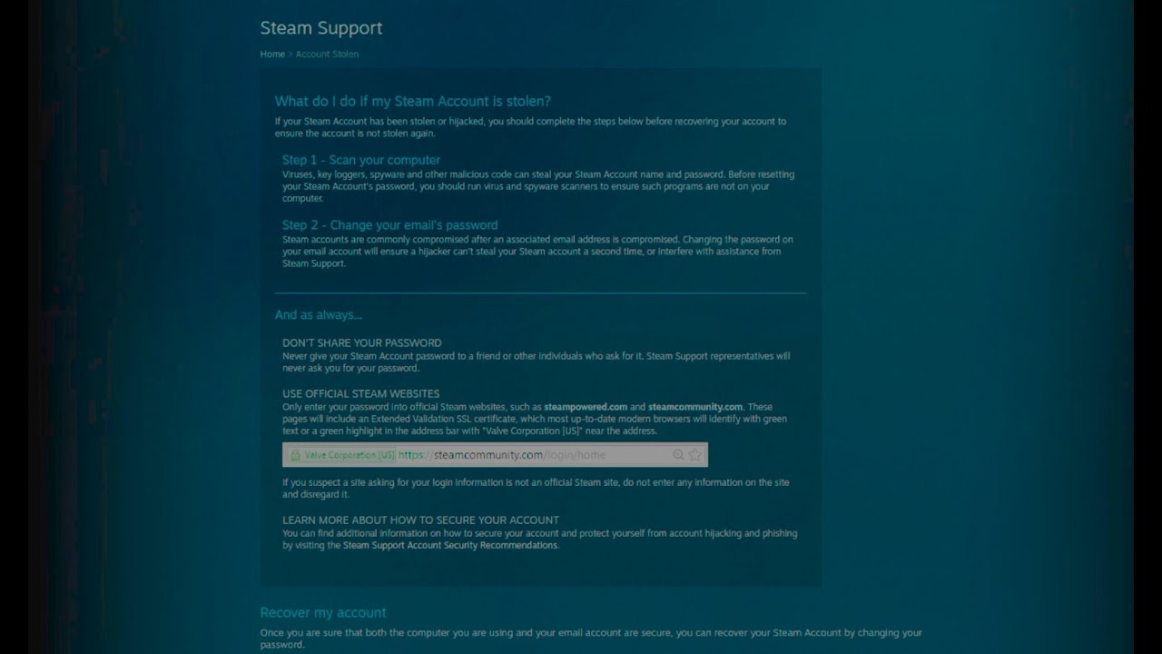 How to Recover A Hacked Steam Account - YouTube