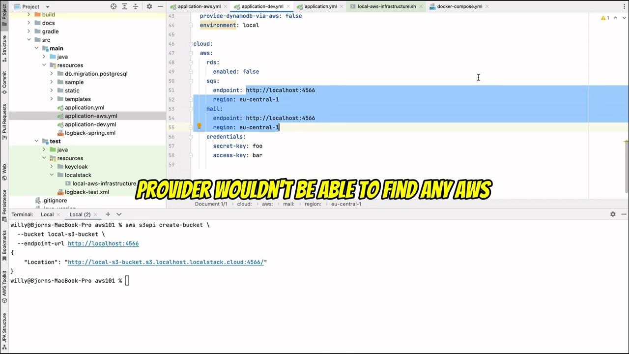 Configuring Java AWS SDK with Local Stack - YouTube