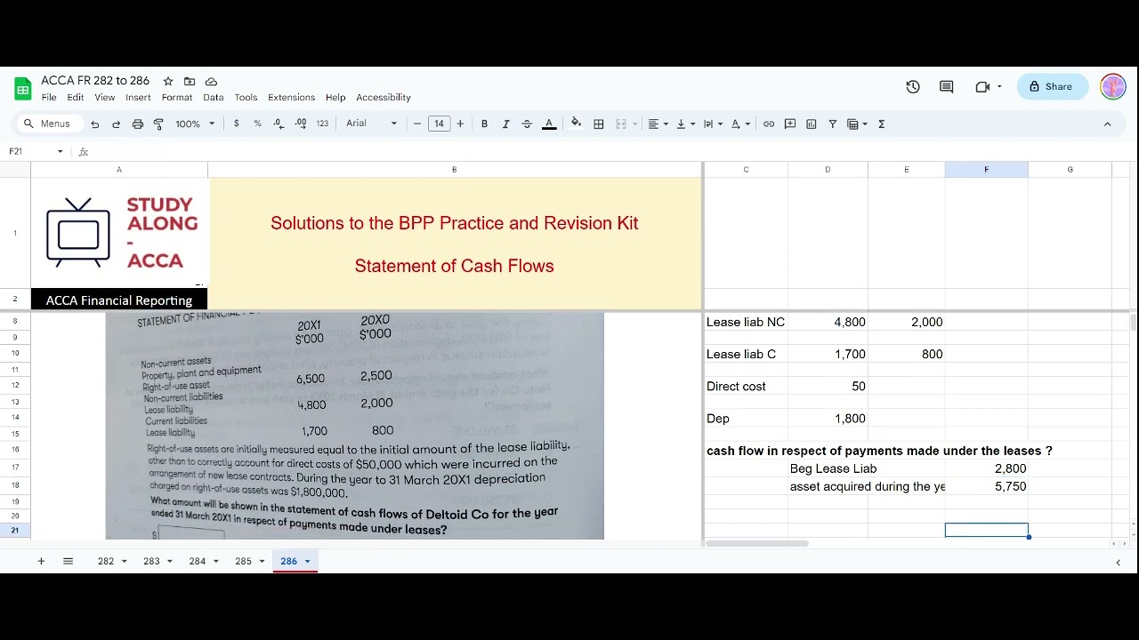ACCA FR 286 Cash Flow Statement - YouTube