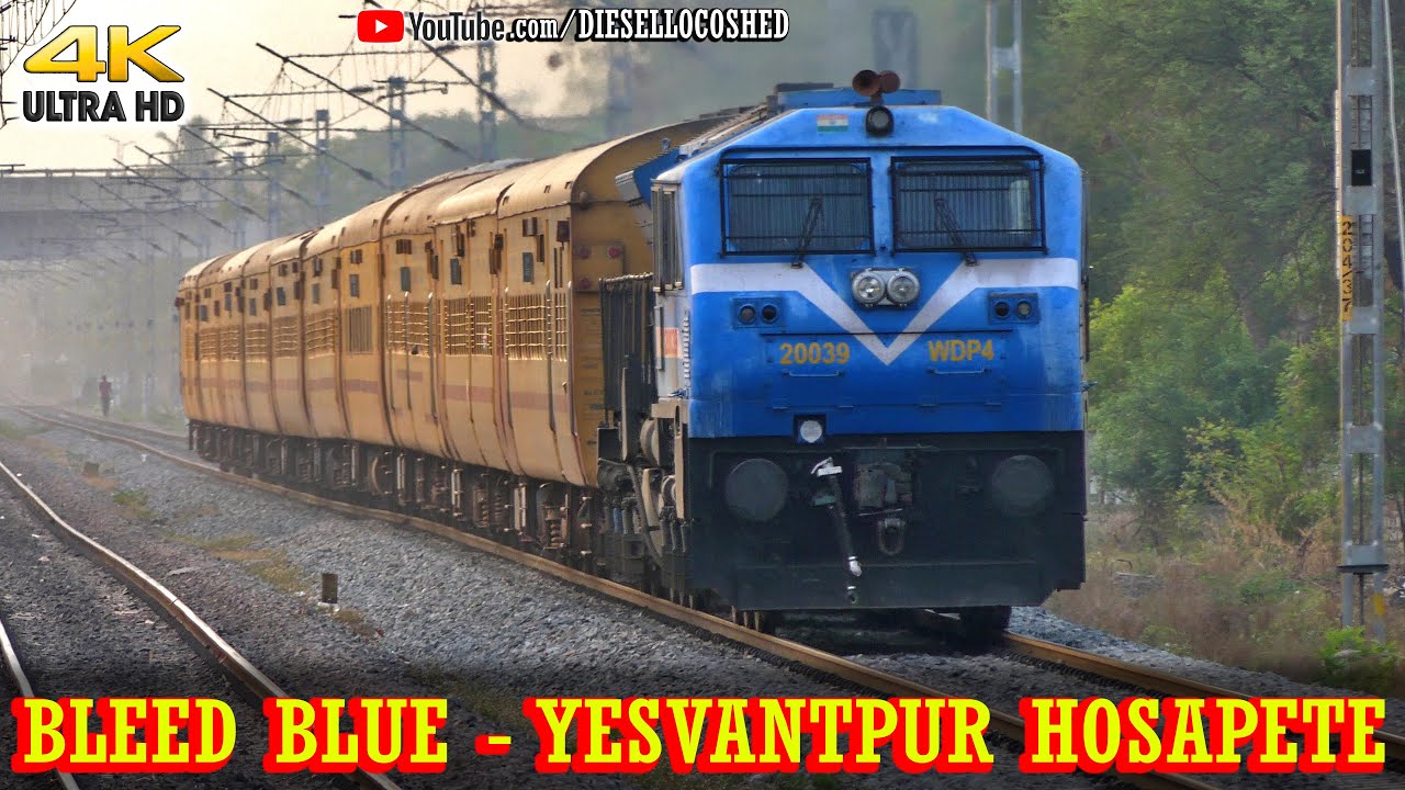 BLEED BLUE EMD speeding with YESVANTPUR - HOSAPETE Special Train ...