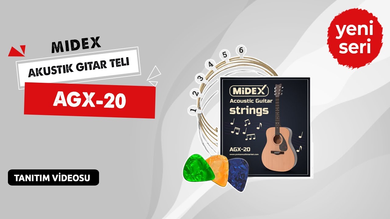 Midex AGX-20 Akustik Gitar Teli Takımı ve Pena Seti - YouTube
