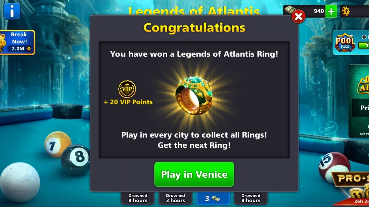 8 Ball Pool, Legends Of Atlantis - YouTube