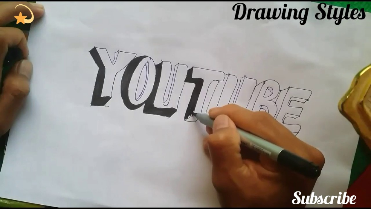 How to draw 3D letters - 3D drawing styles - Drawing Styles, YOUTUBE 3D ...