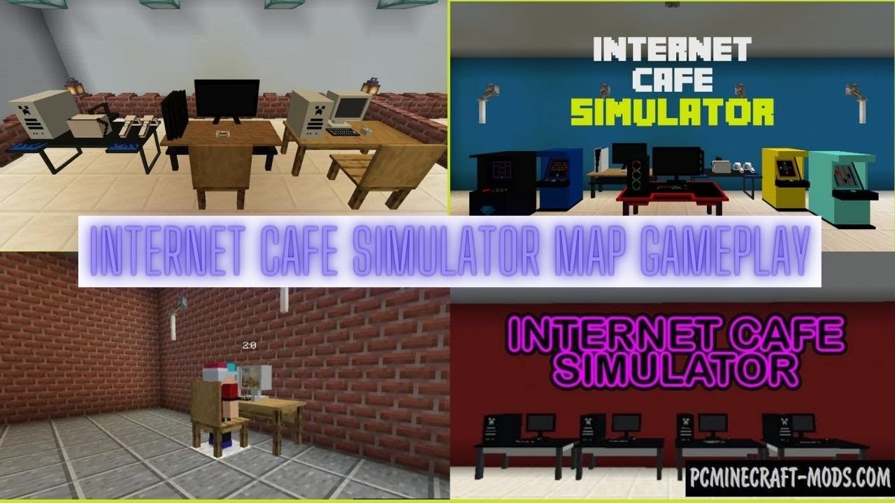 Minecraft Internet Cafe simulator Map Gameplay // minecraft mod ...