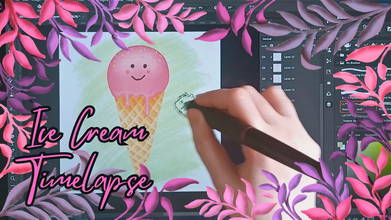 Ice Cream Drawing - Digital Illustration Time-lapse - YouTube