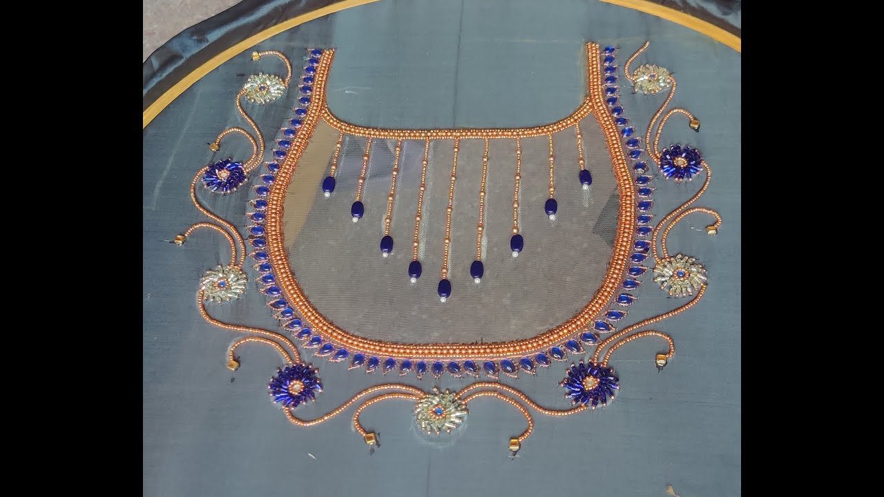 Easy aari work Design in Net Cloth/ Easy to Begginers / Copper work ...