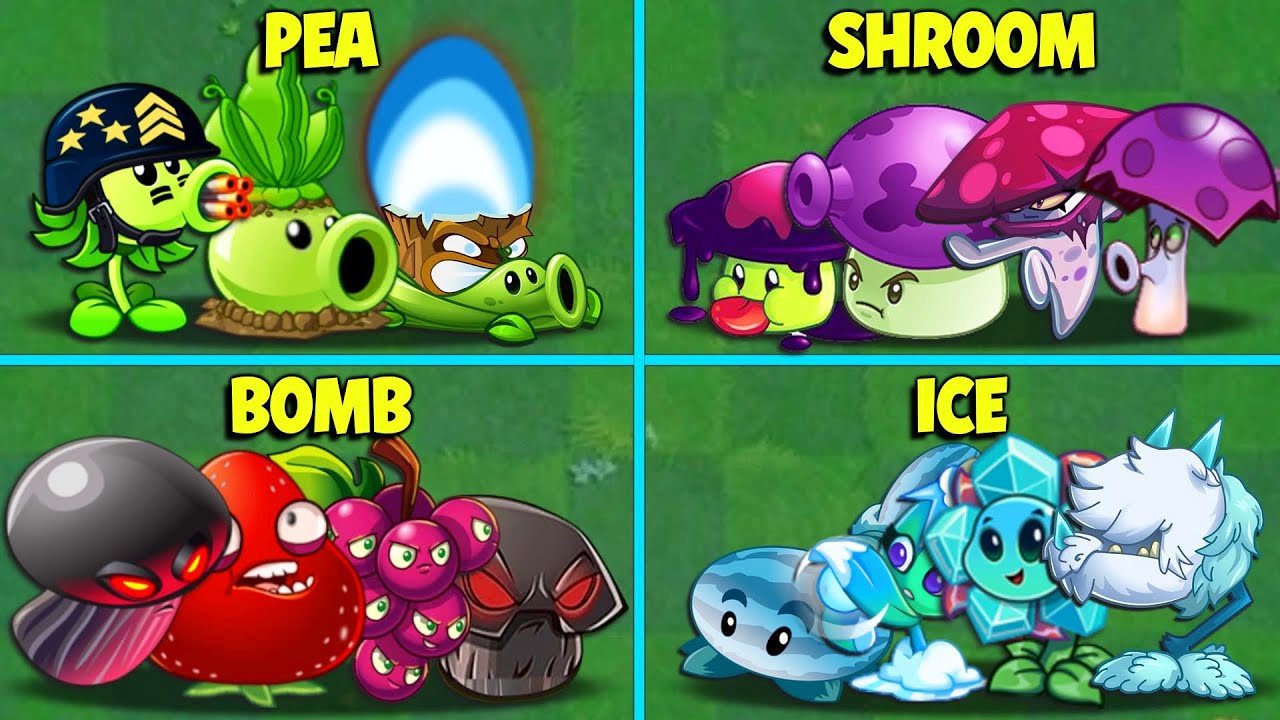 PvZ2 - 10Teams PEA x BOMB x ICE x FIRE...Power-Up - Which Team Plants ...