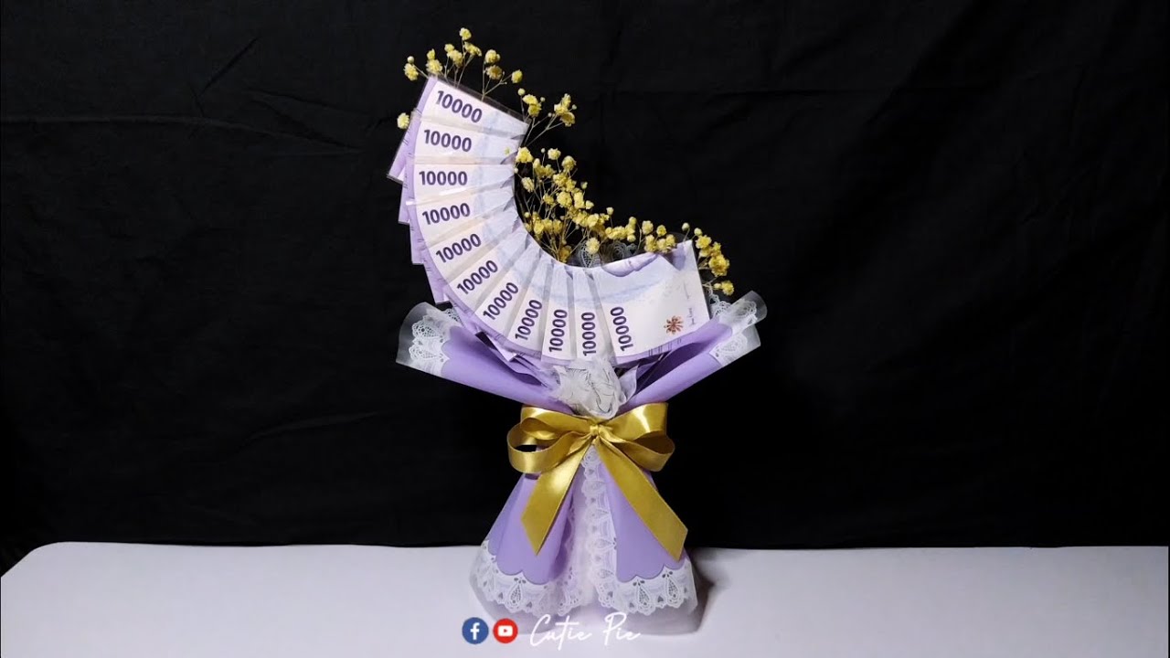 Tutorial Buket Uang 10ribu Model Bulan Sabit - YouTube