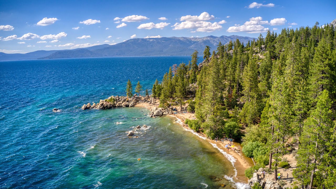 Lake Tahoe Chimney Beach Nevada | (4K) Relaxing Drone Shots - YouTube