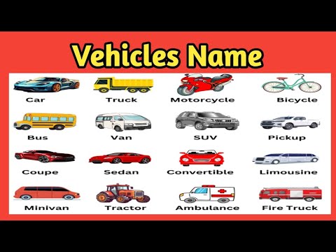 Vehicles Name/ Spelling Reading/ 15 Vehicles Name In English/ Vehicles ...