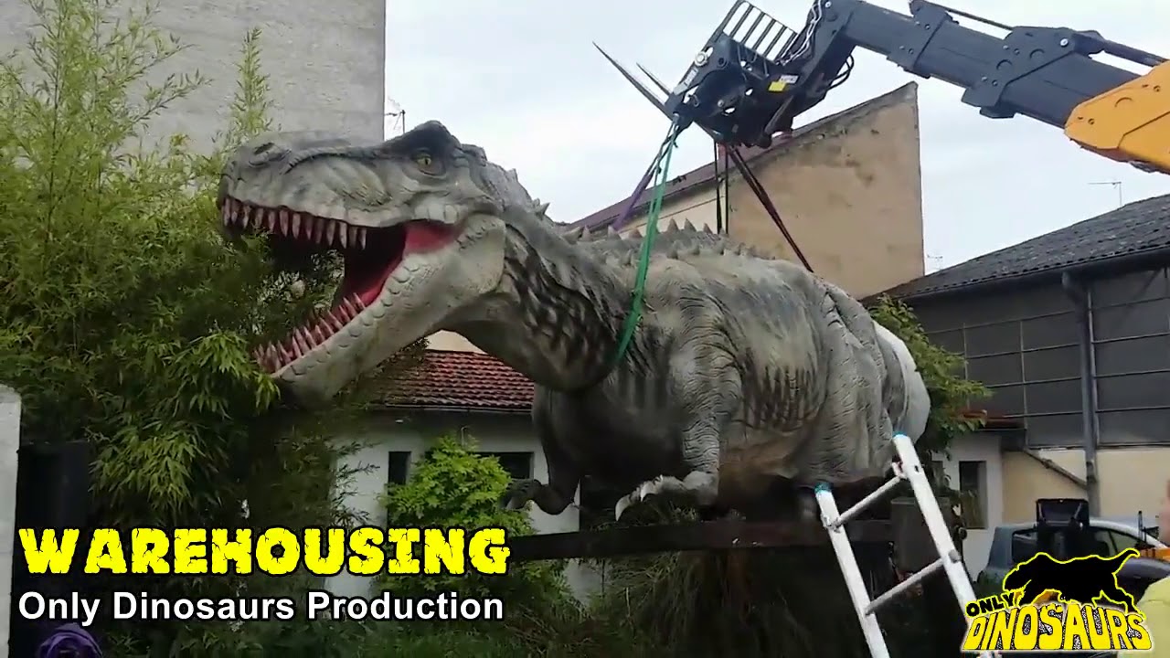 animatronic dinosaurs warehousing - YouTube