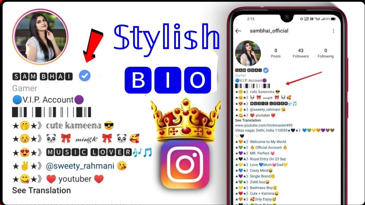 Instagram ID per vip bio Kaise likhe / Instagram account per ...