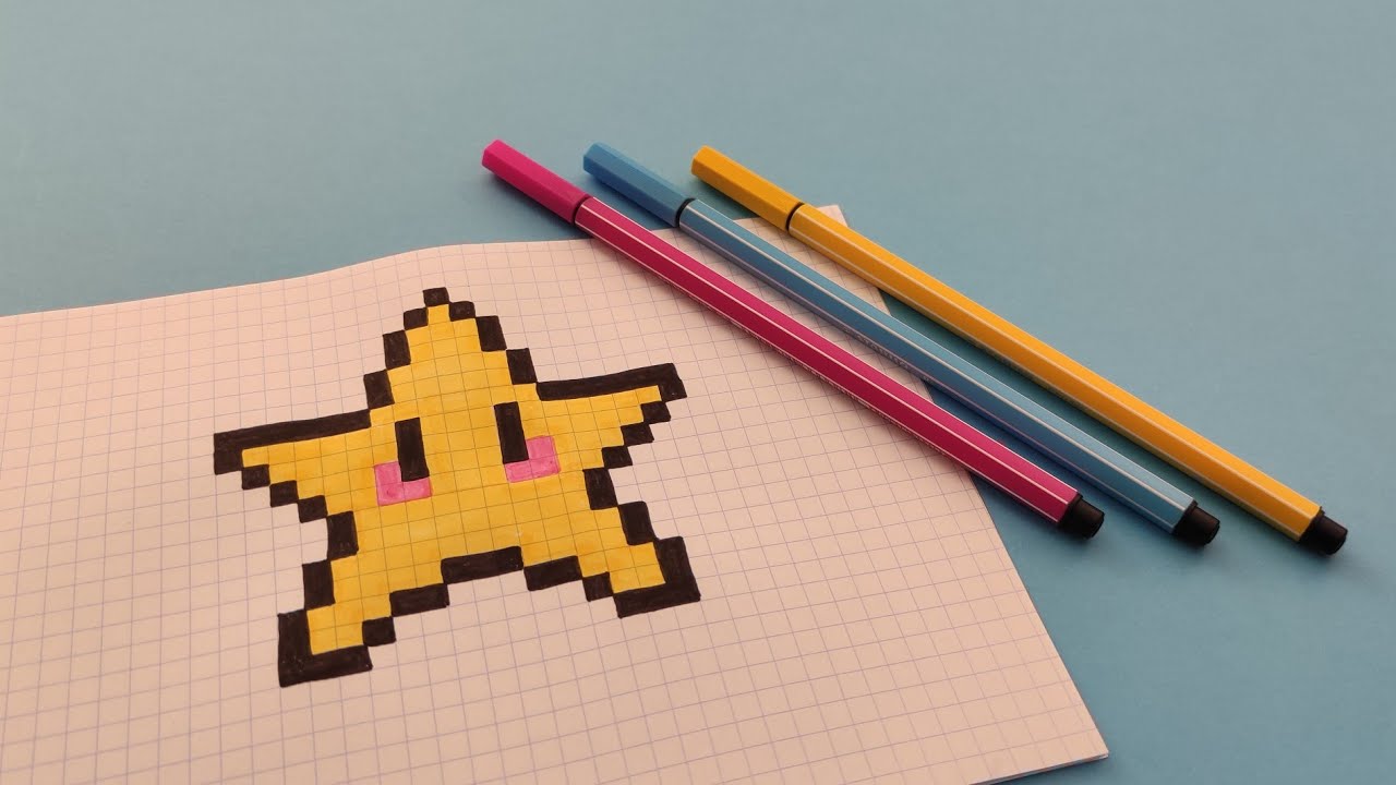 PIXEL ART - Comment dessiner une étoile kawaii - How to draw a star ...