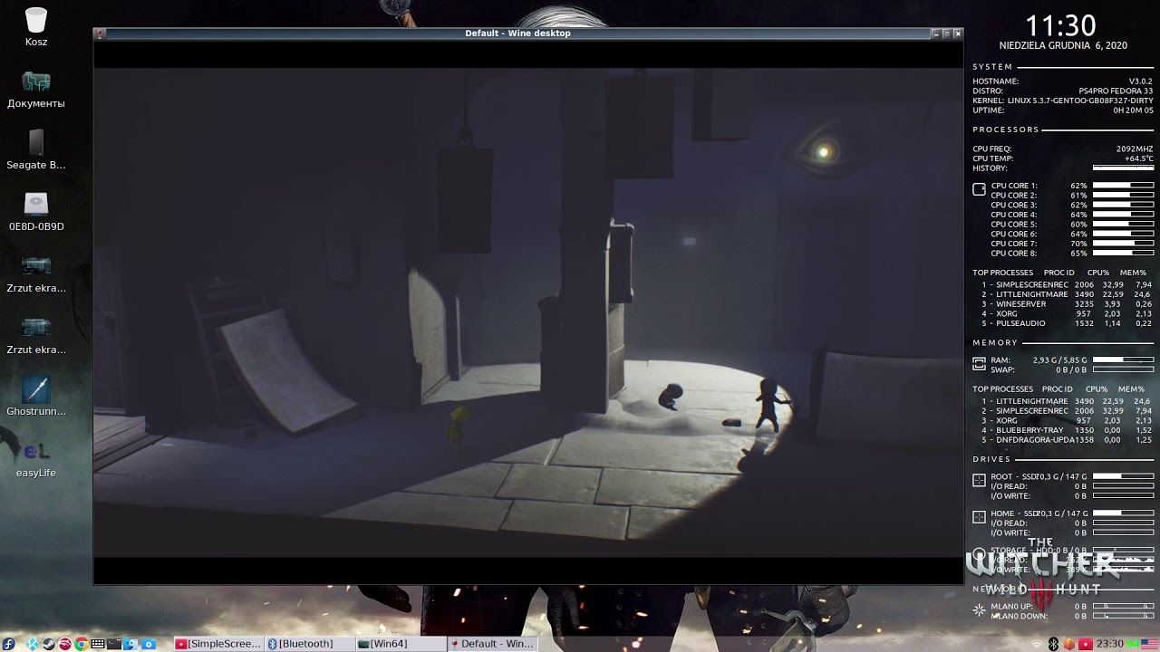 PS4PRO linux Fedora 33 run game PC Little Nightmares - YouTube