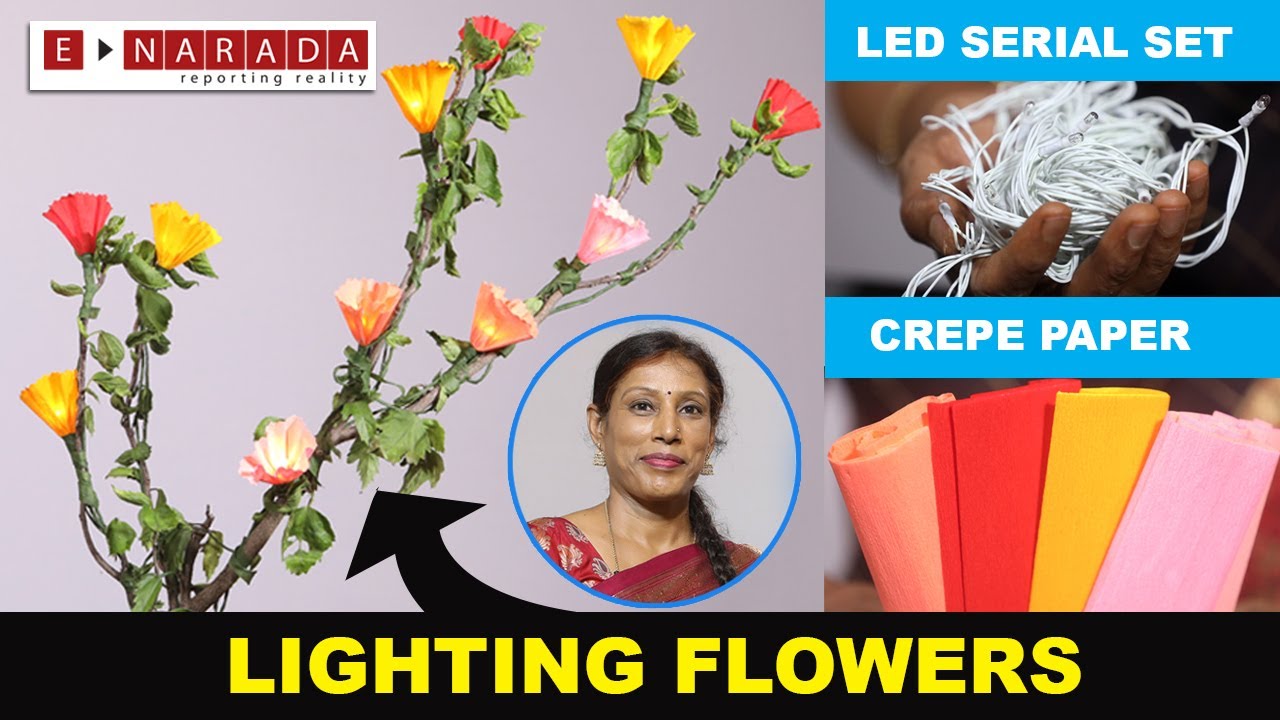 How to make lighting flowers | paper flowers | LED lights - YouTube