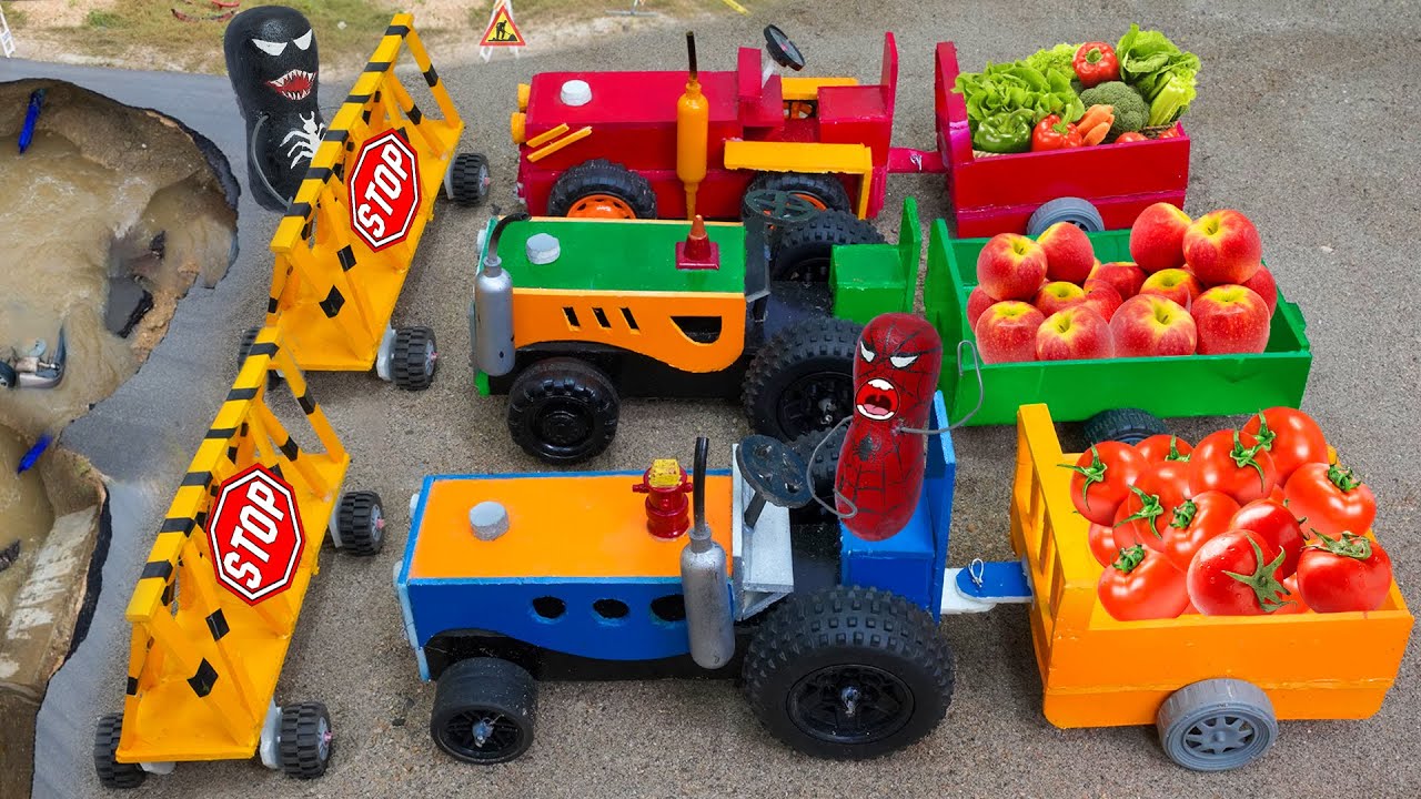 Top Diy Tractor Making Mini Train Transporting Tomatoes Fruits | Mini ...