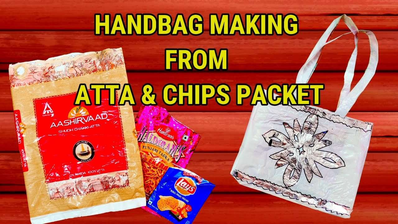 HANDBAG MAKING FROM EMPTY PLASTIC PACKET. - YouTube