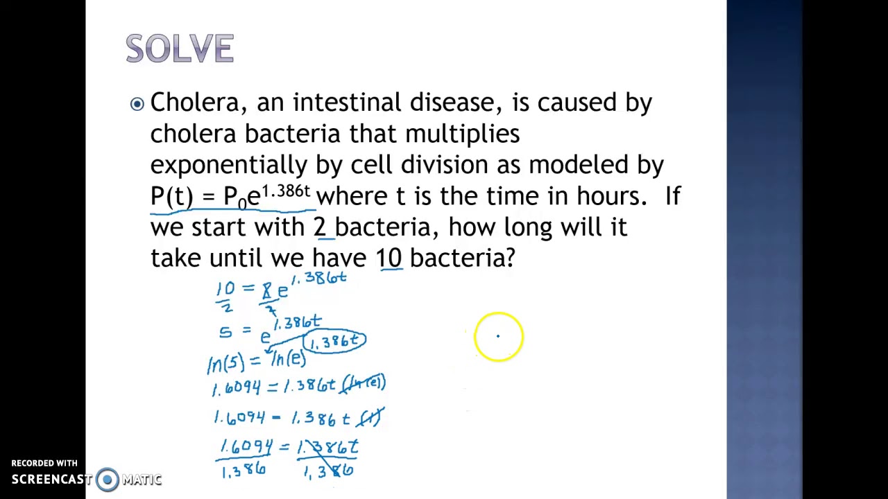 Logarithm -- Cholera Example - YouTube
