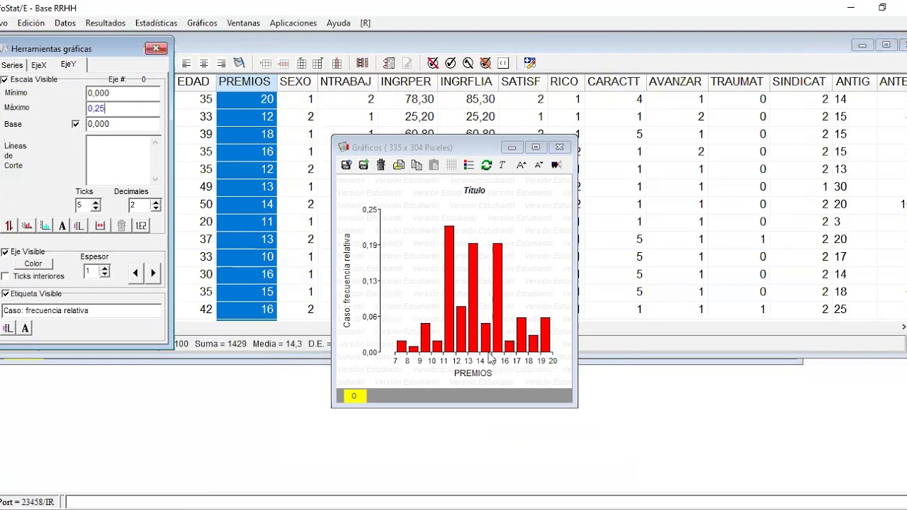 Infostat tablas y gráficos var numéricas - YouTube