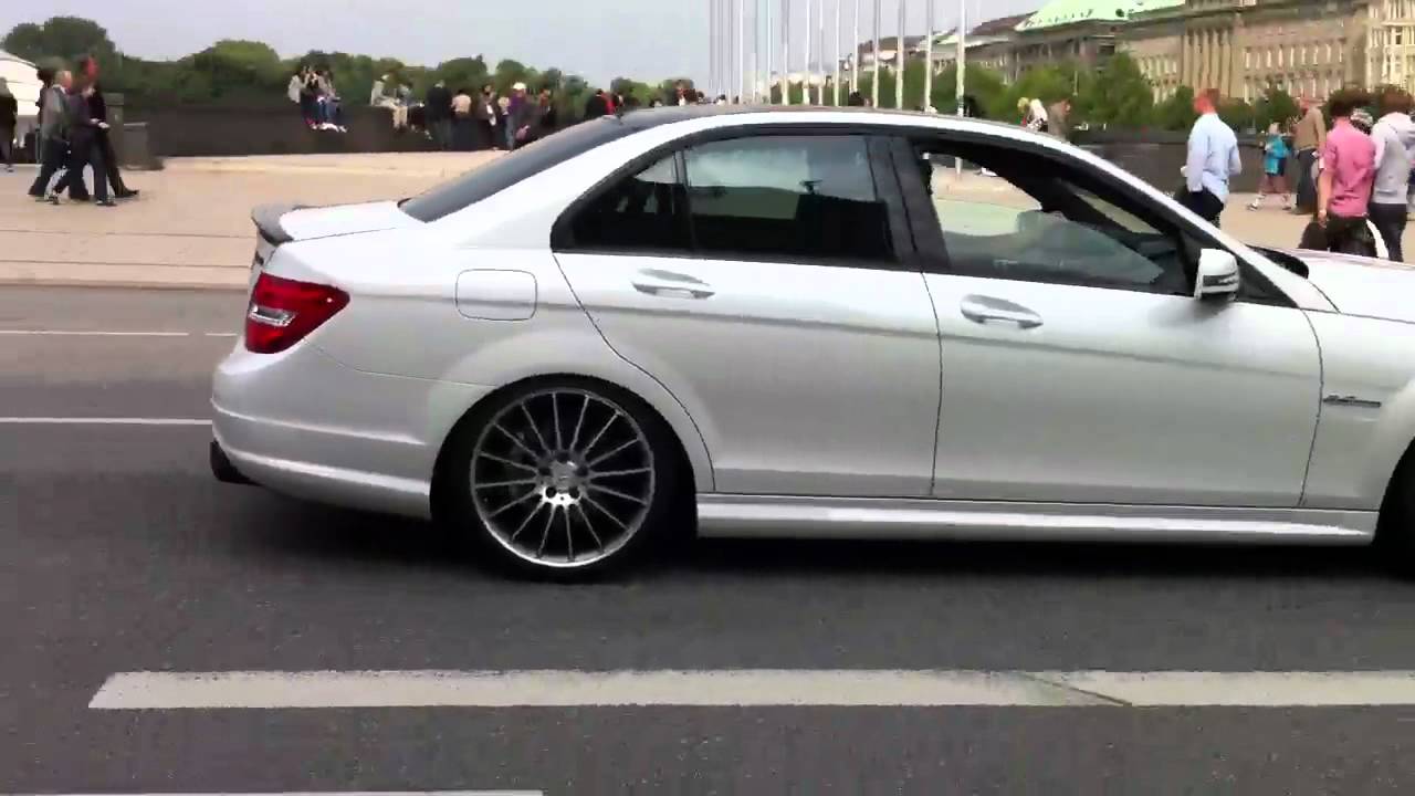C63 AMG CUSTOM Exhaust accelerates LOUD in Hamburg - YouTube