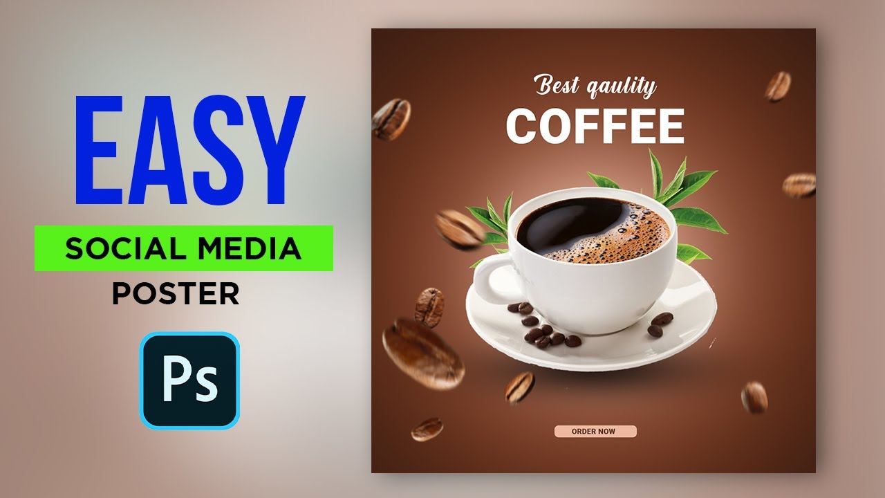 social media post design photoshop | Coffee poster design - YouTube