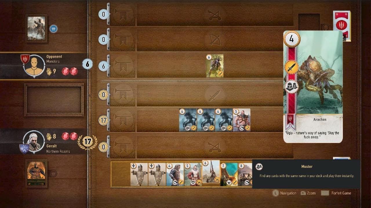 The Witcher 3: Wild Hunt - gwent wiping out monster deck with scorch ...