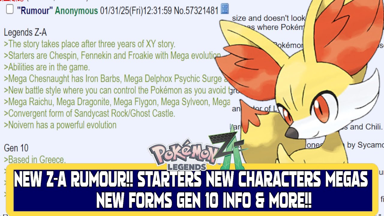 NEW Z-A RUMOUR!! STARTERS NEW CHARACTERS MEGAS NEW FORMS GEN 10 INFO ...