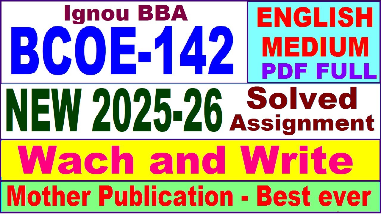 BBA BCOE 142 solved assignment 2025-26 in English || bcoe 142 solved ...