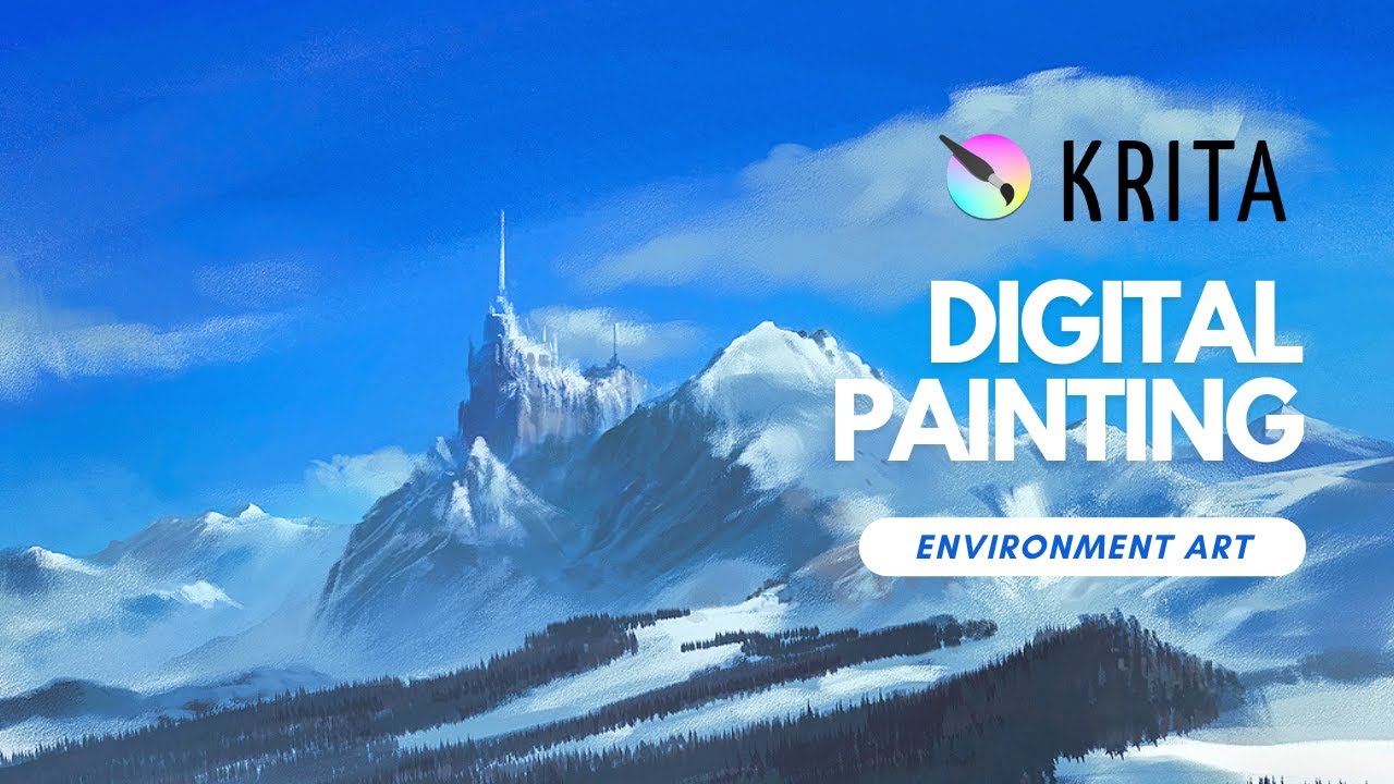 How to Paint Snowy Mountains in Krita - Time Lapse - YouTube