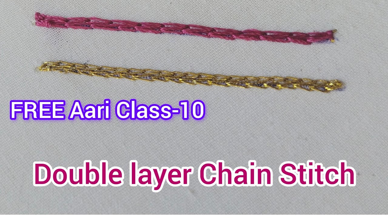 Aari class-10||Double layer Chain stitch|Aari beginners class in tamil ...