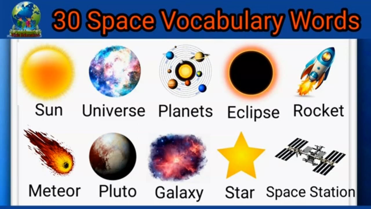 30 Space Vocabulary Words 🌎🛸 30 स्पेस वोकॅबलरी वर्ल्डस 🌎 - YouTube
